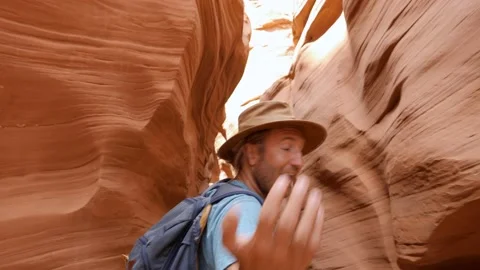 SLOW MOTION: Young man running inside na... | Stock Video | Pond5