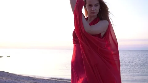 Slow Motion Young woman in beautiful lon... | Stock Video | Pond5