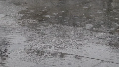 The slow movement of falling rain hits t... | Stock Video | Pond5