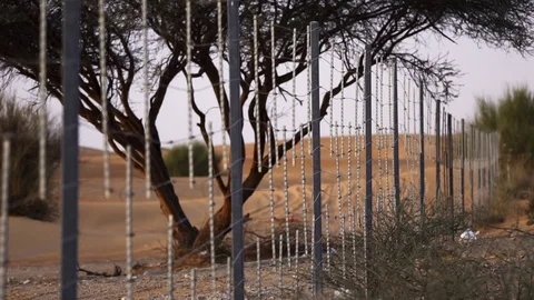 Slow Ominous Zoom Out of Fence Separatin... | Stock Video | Pond5