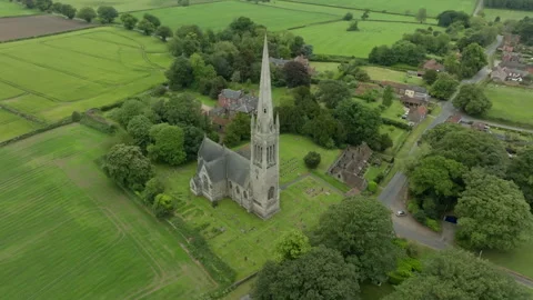 Slow pan down large church spire, Yorksh... | Stock Video | Pond5
