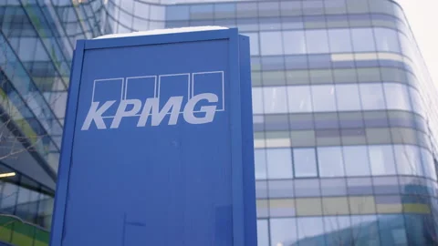 Slow pan of KPMG sign in front of large ... | Stock Video | Pond5