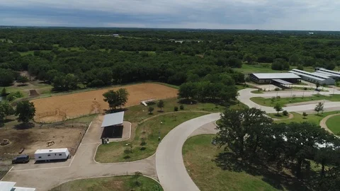 Slow pan over Texas Horse Park to Dallas... | Stock Video | Pond5