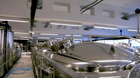 Slow pan right from rows of stainless st... | Stock Video | Pond5