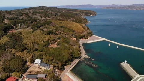 Slow rotating aerial over port next to b... | Stock Video | Pond5