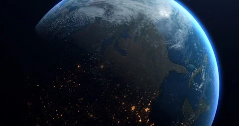 A slow rotation of the Earth, as it move... | Stock Video | Pond5