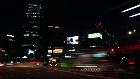 slow zoom out Night timelapse of cars, b... | Stock Video | Pond5