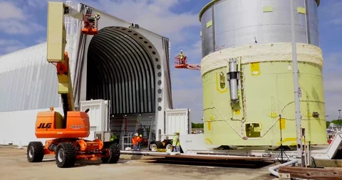 SLS Engine Section Test Article Arrives ... | Stock Video | Pond5