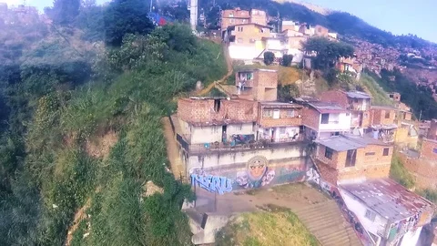 Slums of Medellin passing by seen from a... | Stock Video | Pond5