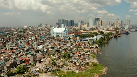 Slums of poor people on the background o... | Stock Video | Pond5