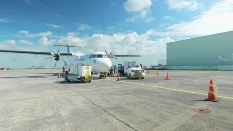 A Small Aircraft Maintenance Check Befor... | Stock Video | Pond5