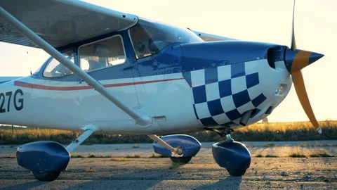 A small airplane with a rotating propell... | Stock Video | Pond5