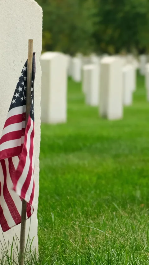 Small American flags and headstones at N... | Stock Video | Pond5