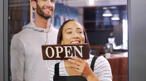 Small business owners opening shop | Stock Video | Pond5
