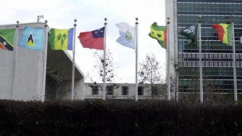 Small Country flags flying in the wind, ... | Stock Video | Pond5