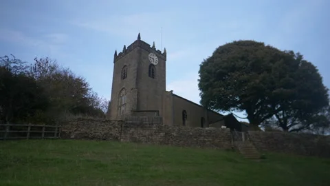 Small English Church on Hill with Trees ... | Stock Video | Pond5