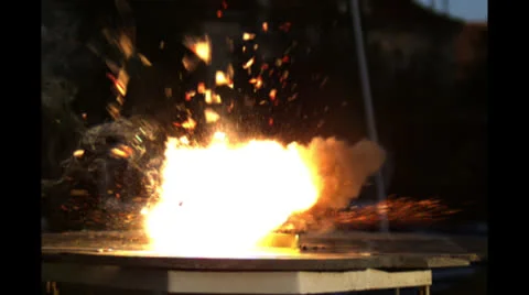 SMALL EXPLOSION IN SLOW MOTION | Stock Video | Pond5