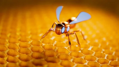 Small mechanic autonomous gold insect ro... | Stock Video | Pond5