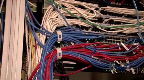 small messy server room in school buildi... | Stock Video | Pond5