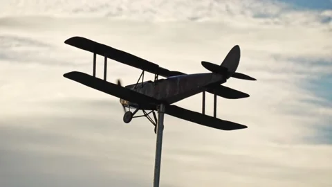 Small metal toy plane in the sky with sp... | Stock Video | Pond5