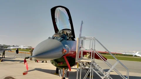 A small military jet on the military air... | Stock Video | Pond5