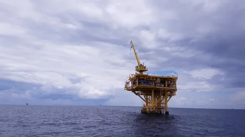 Small offshore platforms in the middle o... | Stock Video | Pond5