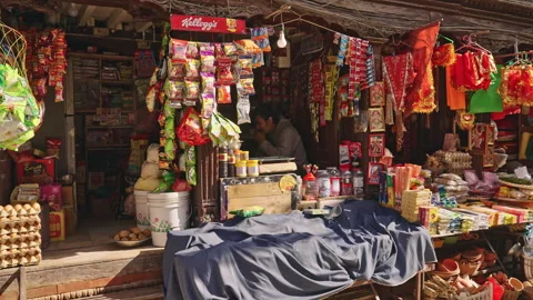 Small shop stall street vendors in downt... | Stock Video | Pond5