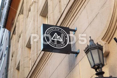 PSD Template: Small square sign company logo mockup #264165965