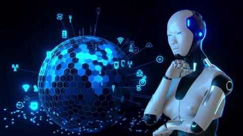 smart artificial intelligence Robot Touc... | Stock Video | Pond5