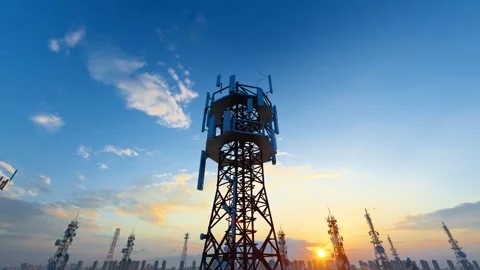 Smart city and 5g base station construct... | Stock Video | Pond5