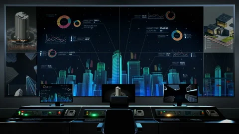 Smart city main control room, IoT build... | Stock Video | Pond5