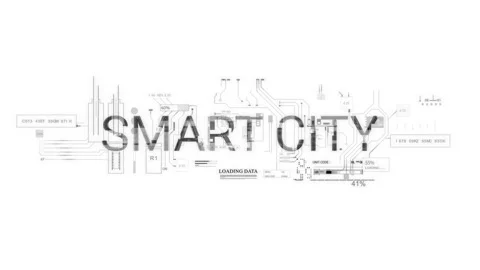 Smart City white HUD word text style of ... | Stock Video | Pond5