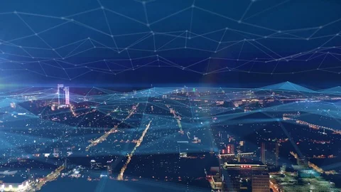 smart Connected city skyline. Futuristic... | Stock Video | Pond5