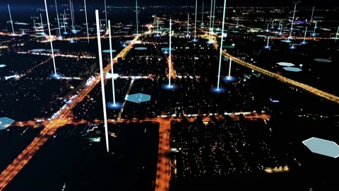 smart Connected city skyline. Futuristic... | Stock Video | Pond5