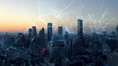 smart Connected city skyline. Futuristic... | Stock Video | Pond5