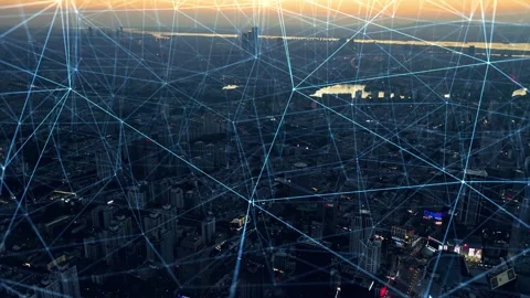 smart Connected city skyline. Futuristic... | Stock Video | Pond5