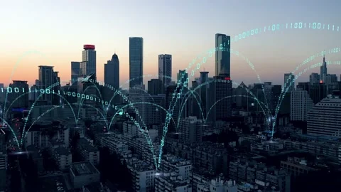 smart Connected city skyline. Futuristic... | Stock Video | Pond5