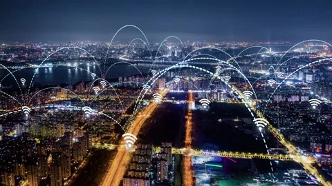 smart Connected city skyline. Futuristic... | Stock Video | Pond5