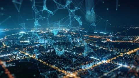 smart Connected city skyline. Futuristic... | Stock Video | Pond5
