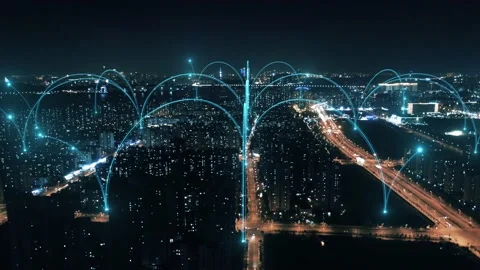 smart Connected city skyline. Futuristic... | Stock Video | Pond5