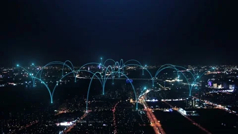 smart Connected city skyline. Futuristic... | Stock Video | Pond5