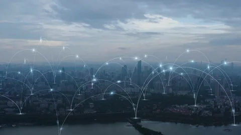 smart Connected city skyline. Futuristic... | Stock Video | Pond5