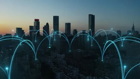 smart Connected city skyline. Futuristic... | Stock Video | Pond5