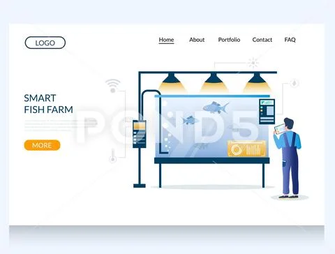 Smart fish farm vector website landing page design template ~ Clip Art ...