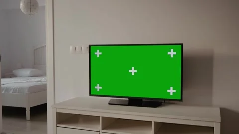 Smart TV green screen with background in... | Stock Video | Pond5