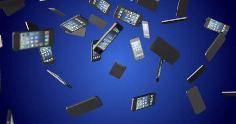 smartphone falling - blue background | Stock Video | Pond5