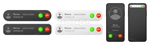 Smartphone Incoming Call Notification Screen UI Template Set Vector ...
