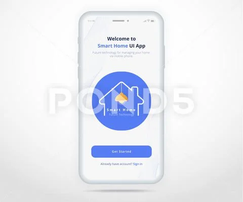 Smartphone smart home welcome controlled app UX UI, IOT Internet of ...