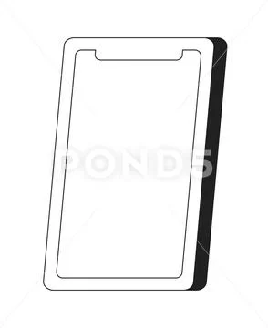 Smartphone tilted with empty screen monochrome flat vector object ...