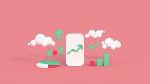 Smartphone with uptrend chart 3D render ... | Stock Video | Pond5